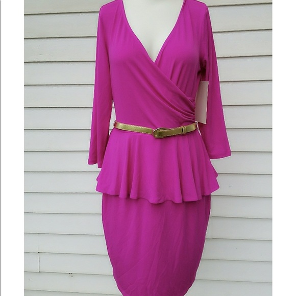 Boston Proper | Dresses | Boston Proper Pink Peplum Dress With Gold ...